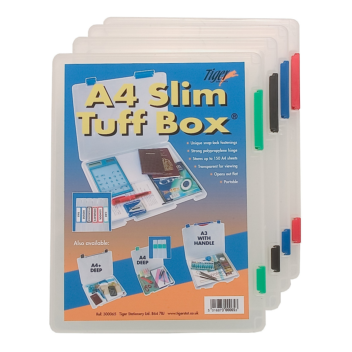 Tiger Brand Tuff Storage Box Slim A4 - Color: Clear