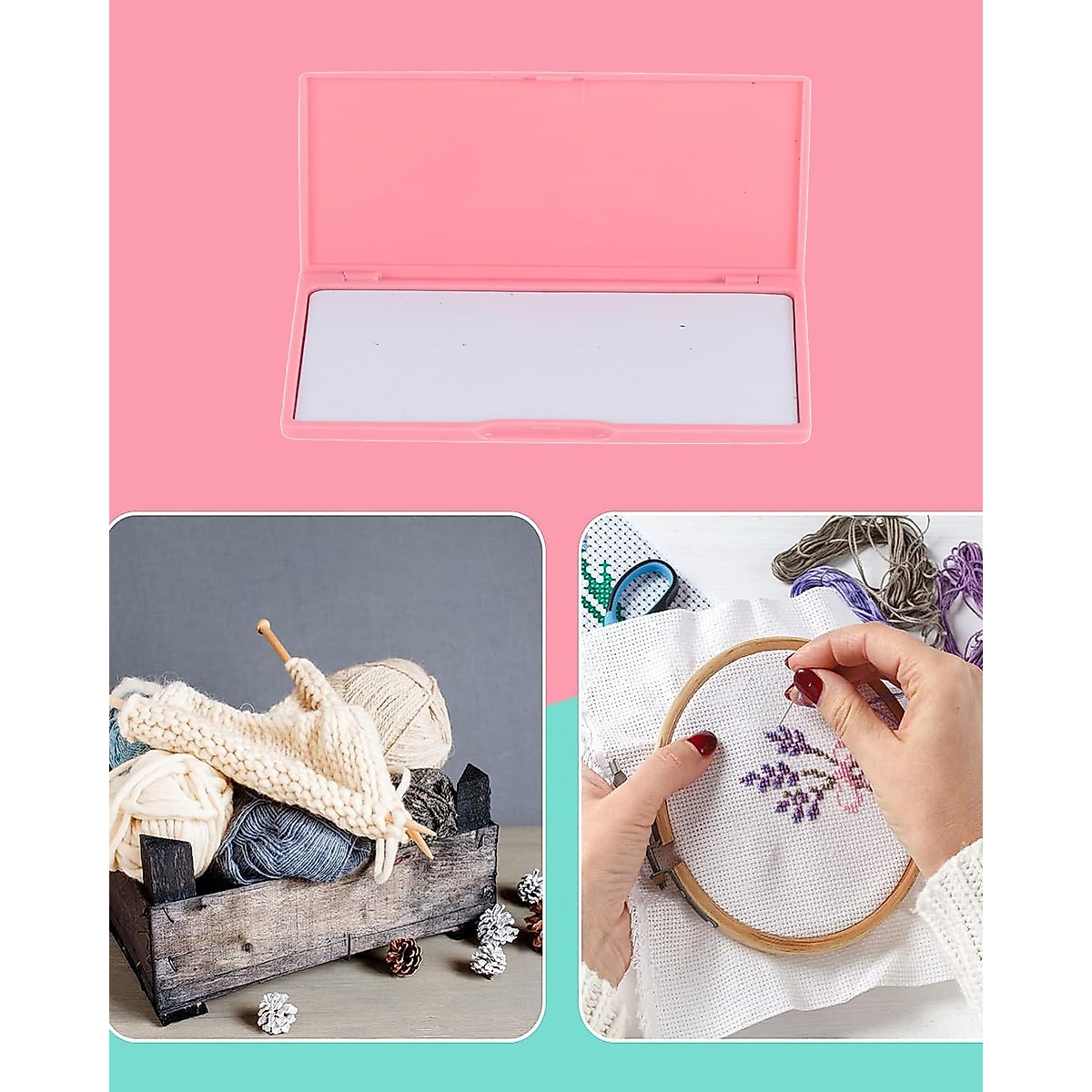 Magnetic Needle Storage Case, Rectangle Magnetic Needle Keeper Cross Stitch Manual DIY Sewing Stitching Pin Storage Box Plastic Cross Stitch Sewing Knitting Pin Organizer Container Tool