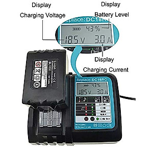 2X BL1850B 18V 5,0Ah Replacement for Makita Battery with DC18RC Charger, Compatible with Makita BL1860B BL1830B, for Makita DLM431Z DUC353Z DUB362Z DHP485 DDF485Z DHP482Z DDF484Z