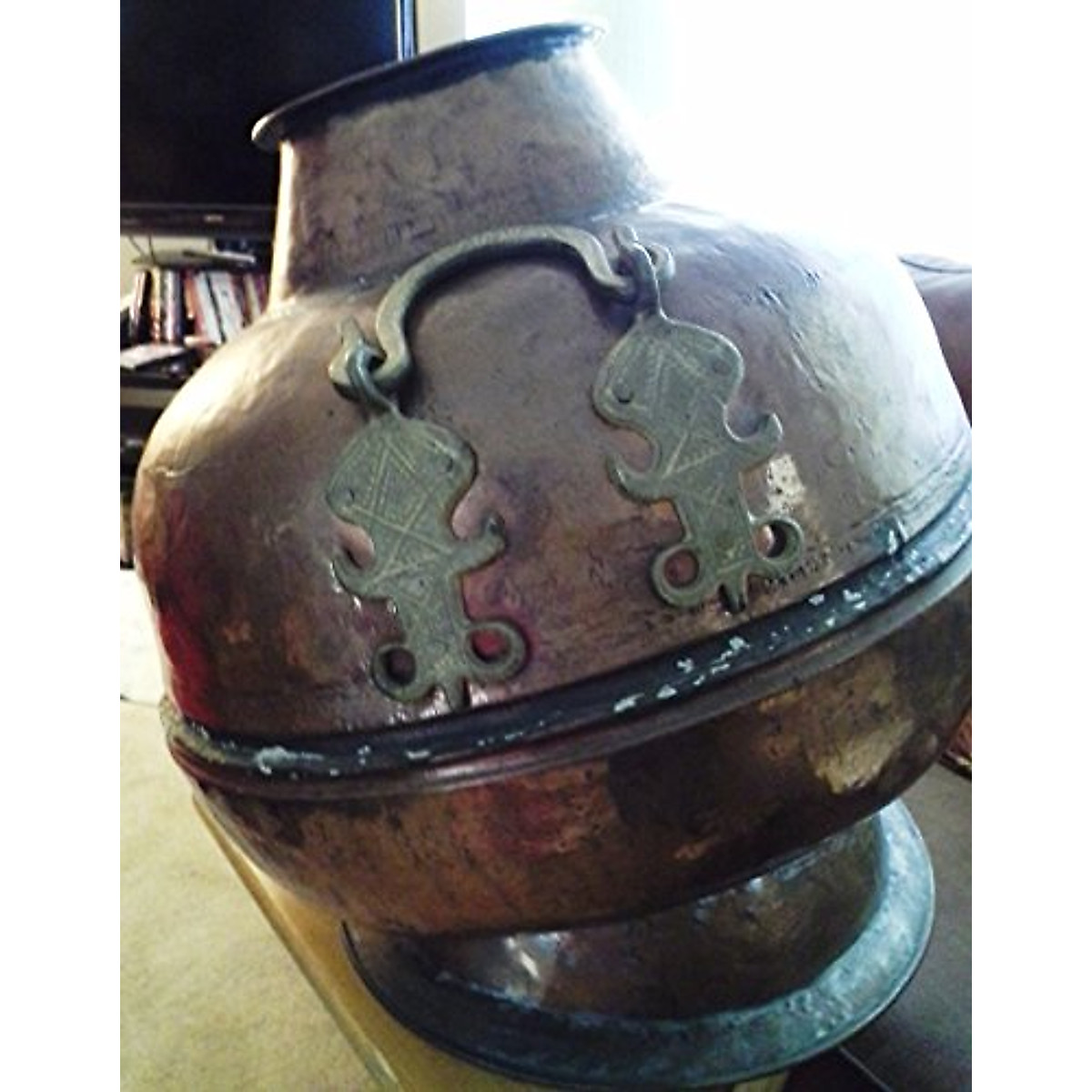 Vintage Antique Hand-hammered Middle Eastern Water, Wine, Oil Jug Brass Handles