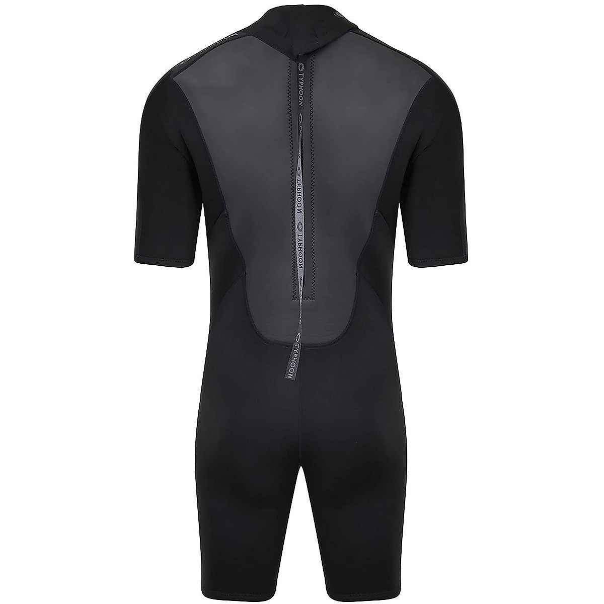 Typhoon Mens Storm3 3/2mm Back Zip Shorty Wetsuit - Black Graphite - Easy Stretch - Flatlock Seam Construction