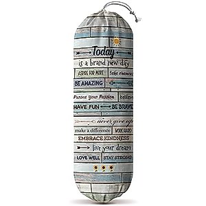 Hglian Inspirational Grocery Bag Storage Dispenser Today Is A New Day Quotes Plastic Bag Holder Organizer Container for Shopping Trash bags -Teal Motivational Kitchen Décor Canvas Art 23x9