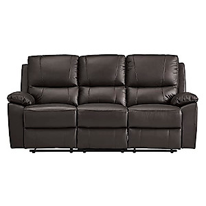 Lexicon Farmington Wall-Hugger Manual Double Reclining Sofa, Brown
