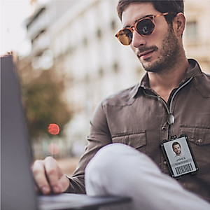 LIUGX Badge Holder / Card Holder / Portable Wallet with Metal Clip - Durable Polycarbonate ID/Credit Card Holder (Holds 1to 4 Cards) for Office, Laborer, Police, Work