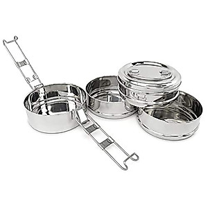 Lifestyle Block Stainless Steel Tiffin Style 4-Layer Round Stacking Lunch Box