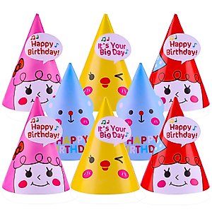 Rocutus 30 Pieces Rainbow Birthday Party Hats (Cartoon 2), Paper, Children, Birthday Party Costume Headwear, Hand Wash Only, Rainbow
