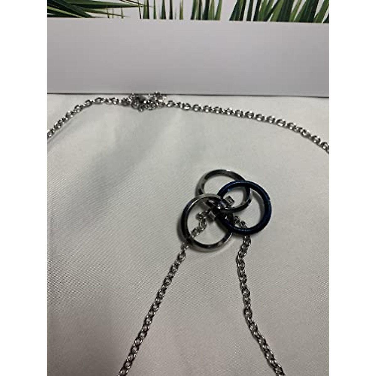 Zxxmeet Men's Titanium Steel Three Ring Hip Hop Necklace