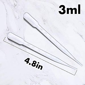 Plastic Beaker Set, 5 Sizes Low Form Measuring Graduated Griffin Polypropylene Beakers in 500 ml, 250 ml, 100 ml, 50 ml, 25 ml for Laboratory, & Science Experiments with 5 Plastic Droppers in 3 ml