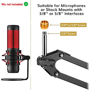 For Hyperx Quadcast White Boom Arm, Boom Scissor Arm For Hyperx Quadcast S, Professional Adjustable Mic desk mount White Stand, Compatible With RGB USB Condenser Microphone Hyperx Quad cast S