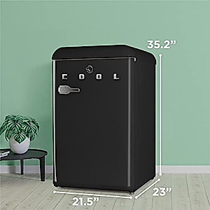 Commercial Cool CCRR4ALB 4.4 Cu. Ft, Vintage Style 2 Slide-Out Glass Shelves Refrigerator, Black