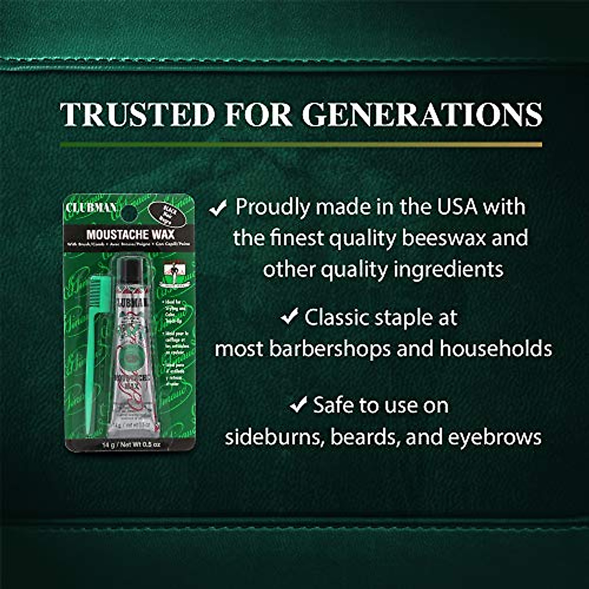 Clubman Moustache Wax Hang Pack Black 0.5 oz x 3 packs