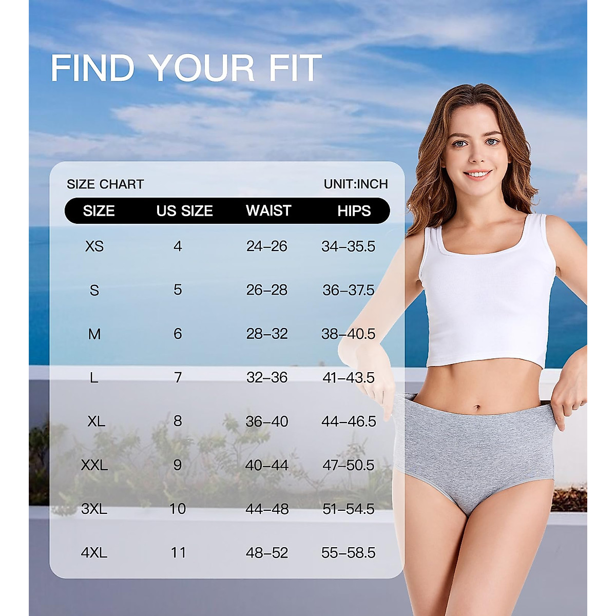 HAVVIS Women's Briefs Underwear Cotton High Waist Tummy Control Panties Rose Jacquard Ladies Panty Multipack (Briefs 03-5 Pack - 3black,2grey, Large)