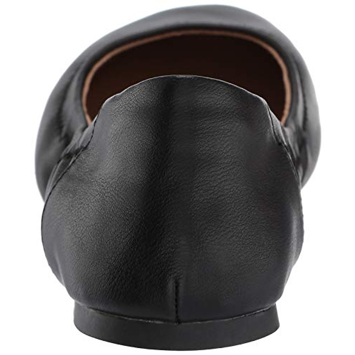 Amazon Essentials Women's Belice Ballet Flat, Black Faux Leather, 9 Wide