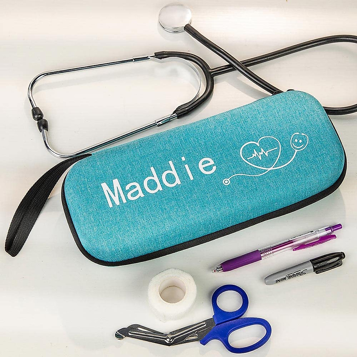 iDWYN Custom Hard Travel Case for 3M Littmann Classic III, Lightweight II S.E, Cardiology IV Diagnostic, MDF Acoustica Black