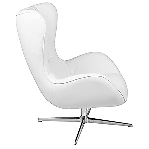 Flash Furniture White LeatherSoft Swivel Wing Chair
