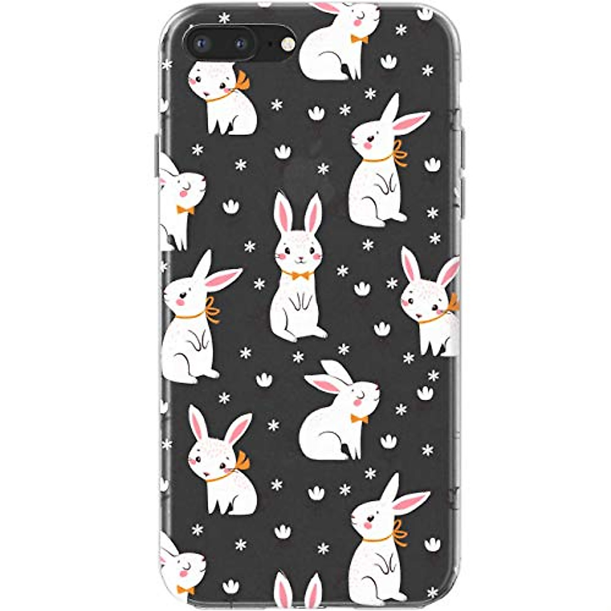 Toik Slim TPU Case for Apple iPhone 11 Pro Xs Max Xr 10 X 8 Plus 7 6s 5s SE Flexible White Silicone Lightweight Girls Print Cute Flowers Animal Design Cover Bunny Protective Gift Women Clear