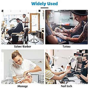 Mineloff Rolling Stool with Wheels 400lbs Weight Capacity,Heavy Duty Lash Chair Adjustable for Tatoo Lab Massage Salon Spa Drafting Nail Teach,360 Swivel,Leather,Thick Seat Padding (Black)