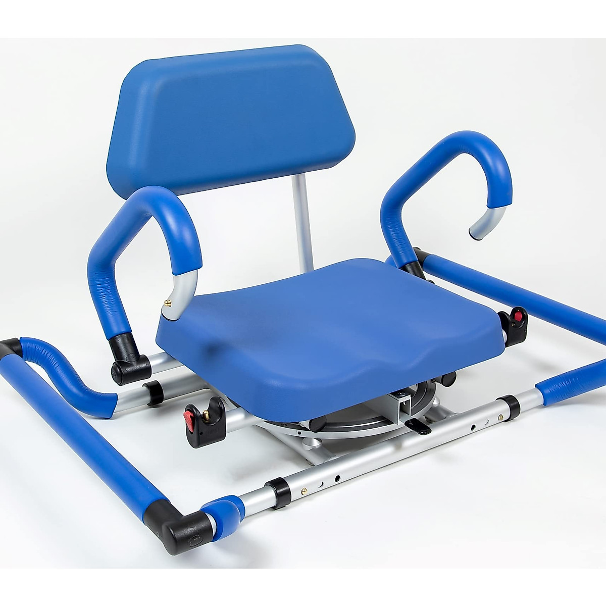 iLIVING ILG-628 Swivel Pivoting Tub-Mounted Shower Chair for Bathtub with Padded Seat, Back and Arms, and Adjustable Mounting Width , Blue