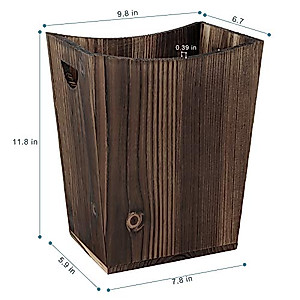 Wood Trash Can Small Wastebasket with Handles Rustic Office Garbage Can for Bedroom Bathroom Office Living Room Kitchen