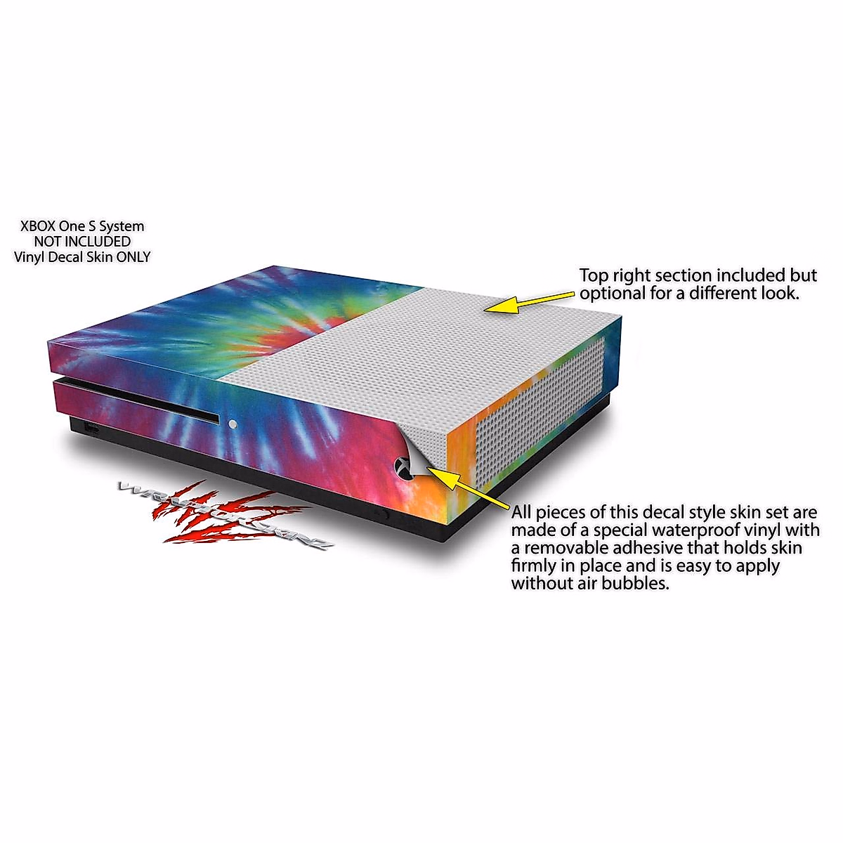WraptorSkinz Decal Vinyl Skin Wrap Compatible with Xbox One S Console and Controllers - Tie Dye Swirl 104