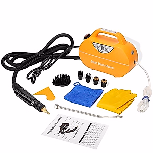 High Pressure Steam Cleaner, 1800W Portable Handheld Steam Cleaner Machine with 5 Brush Heads High Temperature Fast Heating Steamer for Home Use, Car Detailing, Kitchen, Bathroom, Furniture,Etc. (yellow)