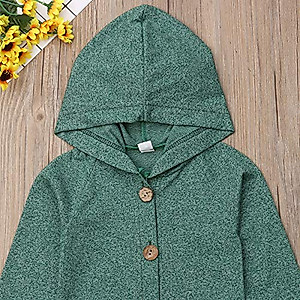 DUBASAM Newborn Baby Boy Long Sleeve Romper Jumpsuit Hooded Onesie Playsuit Solid Hoodie One Piece Bodysuit Fall Clothes (Green, 0-3 Months)