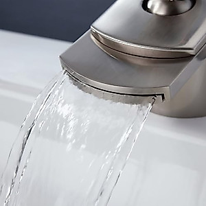 Novatto WAVE Single Lever Waterfall Lav Faucet, Brushed Nickel