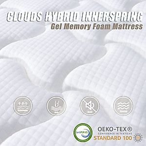FLEXPEDIC Deep Sleep 8 Inch Mattress Twin Size in a Box, Cloud Euro Top Soft Hybrid Mattress Made in USA, Memory Foam Pocket Innerspring Mattresses, CertiPUR-US Certified