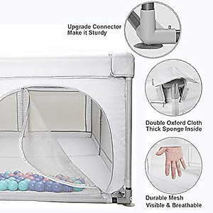 Baby Playpen,Kids Large Playard,Indoor & Outdoor Kids Activity Center,Playpen for Babies,Infant Safety Gates,Sturdy Play Yard for Toddler,Children's Fences Packable & Portable 81x61 (Grey)