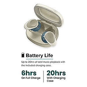 Cleer Goal Sport True Wireless Earbuds with 20 Hour Battery, for Workout and Exercise, Water and Sweat Resistant, Touch Controls, and High Audio Quality and Bass, Stone