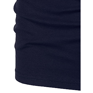 HOOD CREW Man’s Polo Shirt Casual Basic Designed V-Neck Tee Shirts Navy L