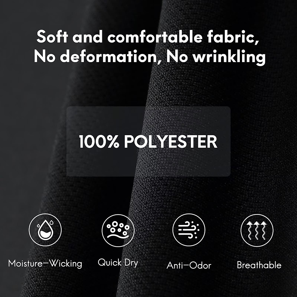 Haimont Mens Short Sleeve Polos-Quick Dry Moisture Wick Performance Golf Shirts, Black, L