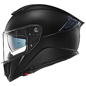 ILM Full Face Dual Visor Motorcycle Helmets with Rear Wing Pinlock Compatible Motorbike Street Bike Helmet DOT Men Women Model 861A (Matt Black, S)