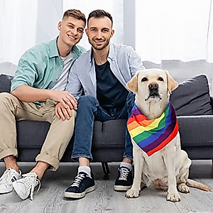 50 Pieces Rainbow Dog Bandanas Bulk Pride Dog Bandanas Rainbow Dog Scarf Rainbow Accessories for Small Medium Large Dog Pet Costume Accessories Decoration