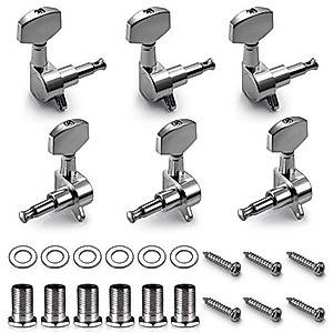 TIMESETL 6 Pieces Guitar Machine Heads Knobs Guitar String Tuning Pegs Machine Head Tuners for Electric or Acoustic Guitar (3 Left + 3 Right)