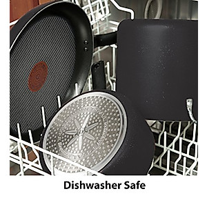 T-fal Experience Nonstick Fry Pan with Lid 10 Inch Induction Cookware, Pots and Pans, Dishwasher Safe Black