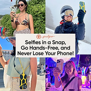 Pulpo Safety Cell Phone Lanyard Black Fits Smartphones 6.1" to 6.8” - Anti Theft Phone Strap for Men & Women, Lanyards for Phones, Ski Cellphone Tether & Cellphone Lanyard, Silicone Crossbody Straps