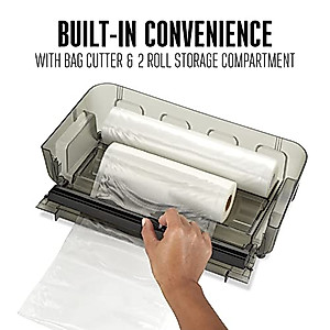 WESTON BRANDS Wet & Dry Vacuum Sealer Machine with Date Code Stamp & Built-In Cutter, 2 Roll Storage & Starter Kit, Pulse Button for Delicate Food, Black (65-1601-W)