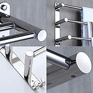 Bathroom Storage Bathroom Accessory 3 Tier Hanging Towel Rails Wall Mountable, SUS304 Stainless Steel Retractable 50-90cm Towel Rack Drill Free Towel Storage Rail for Bathroom and Kitchen