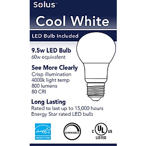 Solus S75TC-LE26C-BK Nautical Post Mount Walkway Light with 4000K Energy Star LED Lamp, Durable Acrylic Clear Lens, Fade & Rust Resistant, UL Listed, Fits 3" Diameter Posts, 10" H x 10 1/16" D, Black