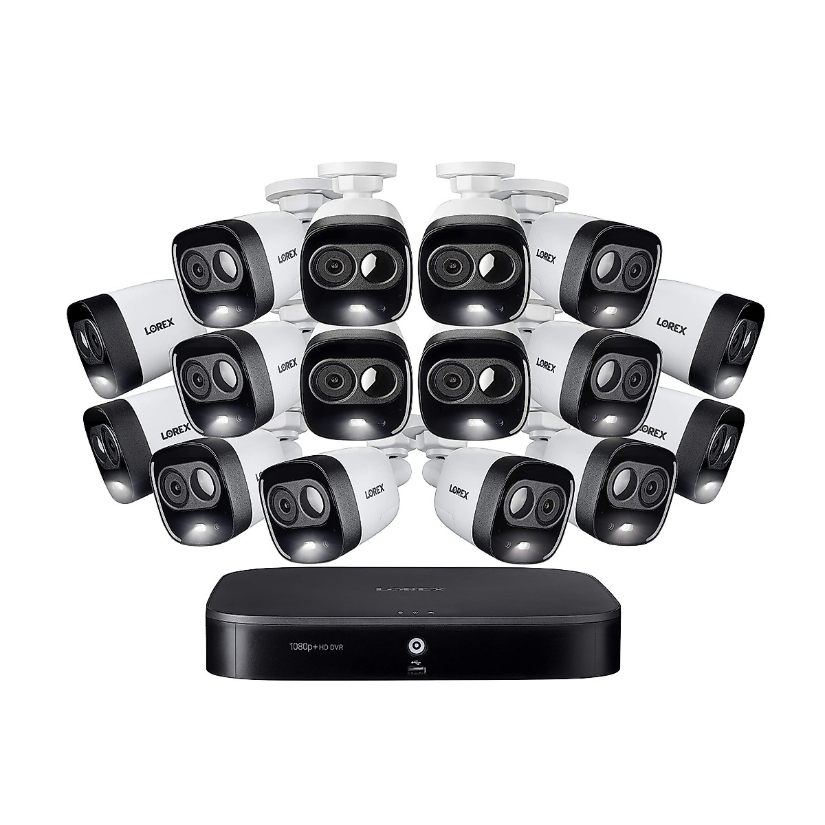 Lorex 1080p HD 16-Channel 2TB Security System with 16 1080p HD Indoor Outdoor Security Cameras, Advanced Person/Vehicle Detection, Active Deterrence, and Smart Home Compatibility