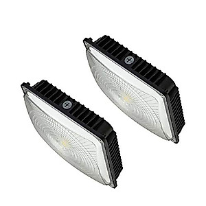 CYLED 65W LED Canopy Light Industrial Waterproof Explosion-Proof Outdoor High Bay Balcony Car Park Lane Gas Station Ceiling Light Equivalent 250W HID/HPS 6500 Lm 5500K DLC Qualified Pack of 2