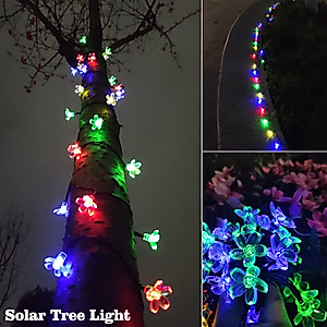 Solar String Flower Lights Waterproof IP65 for Outdoor Decor Party Garden Yard Home Wedding Christmas Halloween Holiday Tree Decoration Lighting