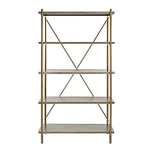Safavieh Home Collection Rigby 5 Tier Etagere, Rustic Oak/Gold