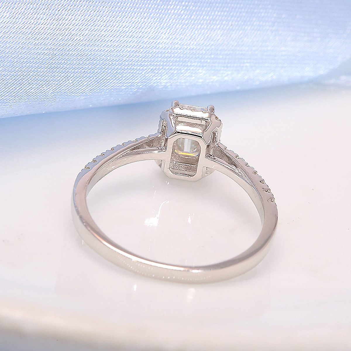 WSX Pure Gold 10K 14K 18K Solitaire Engagement Ring 1ct Emerald Moissanite Wedding Promise Halo Ring Gifts for Her Women