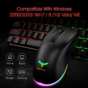 Havit RGB Gaming Mouse Wired PC Gaming Mice with 7 Color Backlight, 6 Buttons, Up to 6400 D P I Computer USB Mouses for Desktop Laptop Gamer & Work (Renewed)
