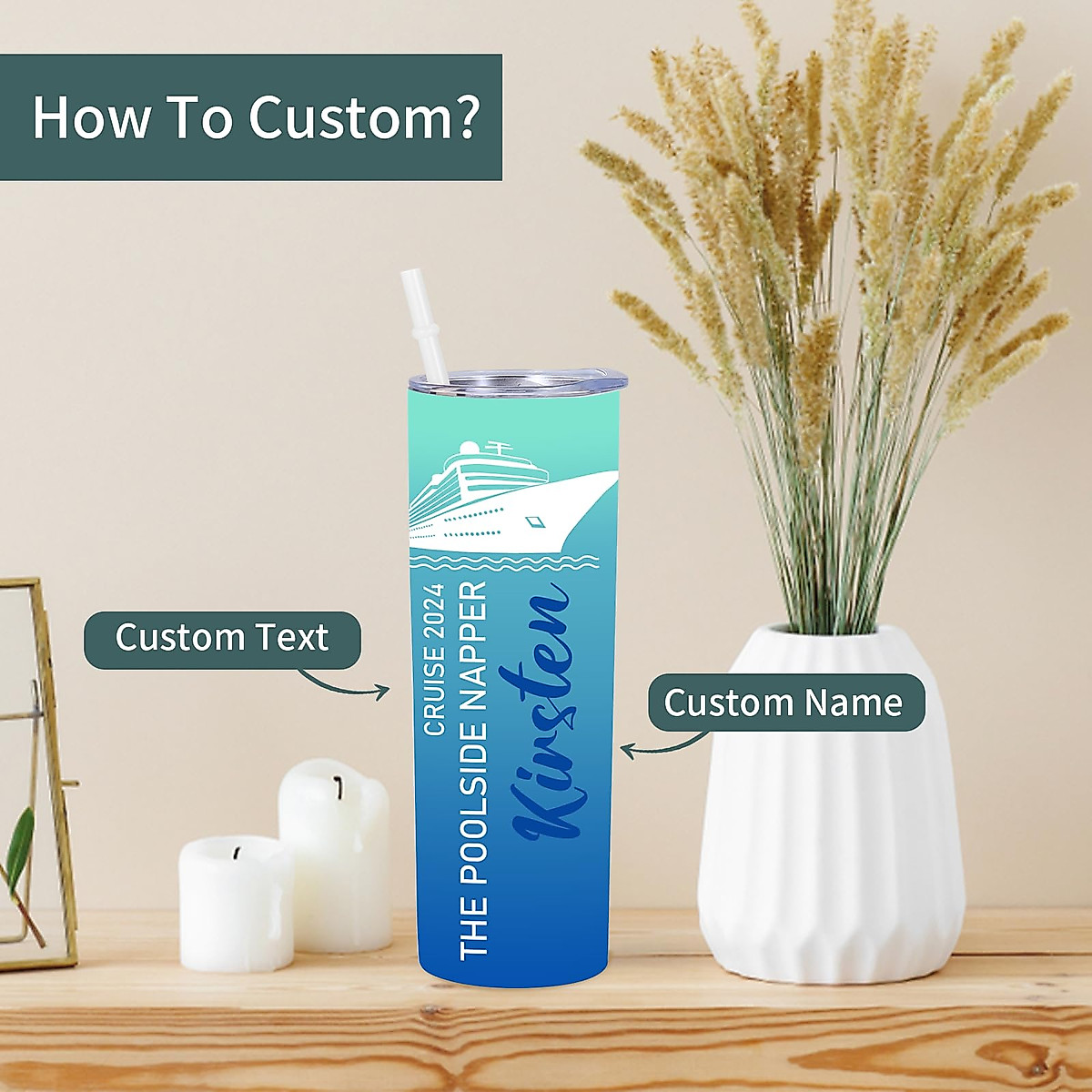 Custom Cruise Cups, Personalized Family Vacation Tumbler, Customized Insulated Stainless Steel Girls Trip Cruise Tumbler With Lid And Straw, Summer Travel Beach Cup, Girls Bachelorette Trip Gifts
