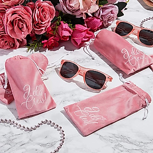 Sparkle and Bash Set of 12 Bachelorette Sunglasses for Bridal Shower, Bridesmaids Gifts for I Do Crew, Party Favors, Engagement Celebration, Wedding, Velvet Pouch Included (Pink)