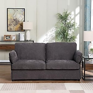 anwickjeff 70 inch Upholstered loveseat Couch Futon Sofa for Small Space Office Living Room, Modern Mini Couches Love Seat 2 Seater,Divan Daybed Sectional Sofa (Dark Grey)