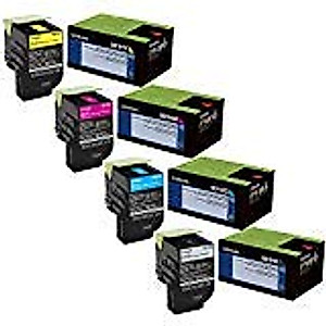 Lexmark 80C1HC0, 80C1HK0, 80C1HM0, 80C1HY0 High Yield Toner Cartridge Set
